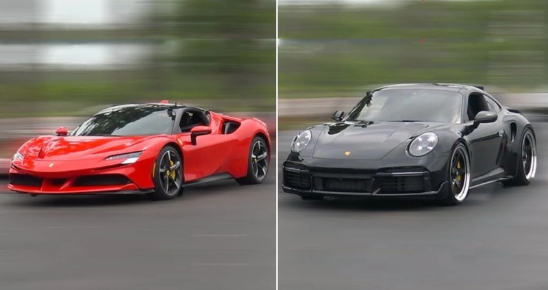 StriveME - بالفيديو: بورشه 911 تيربو اس معدلة vs فيراري SF90 سترادالي